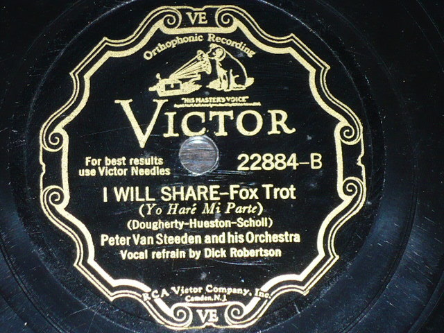 JAZZ 78 rpm RECORD Victor PETER VAN STEEDEN & ORCHESTRA Foxtrot DICK ...