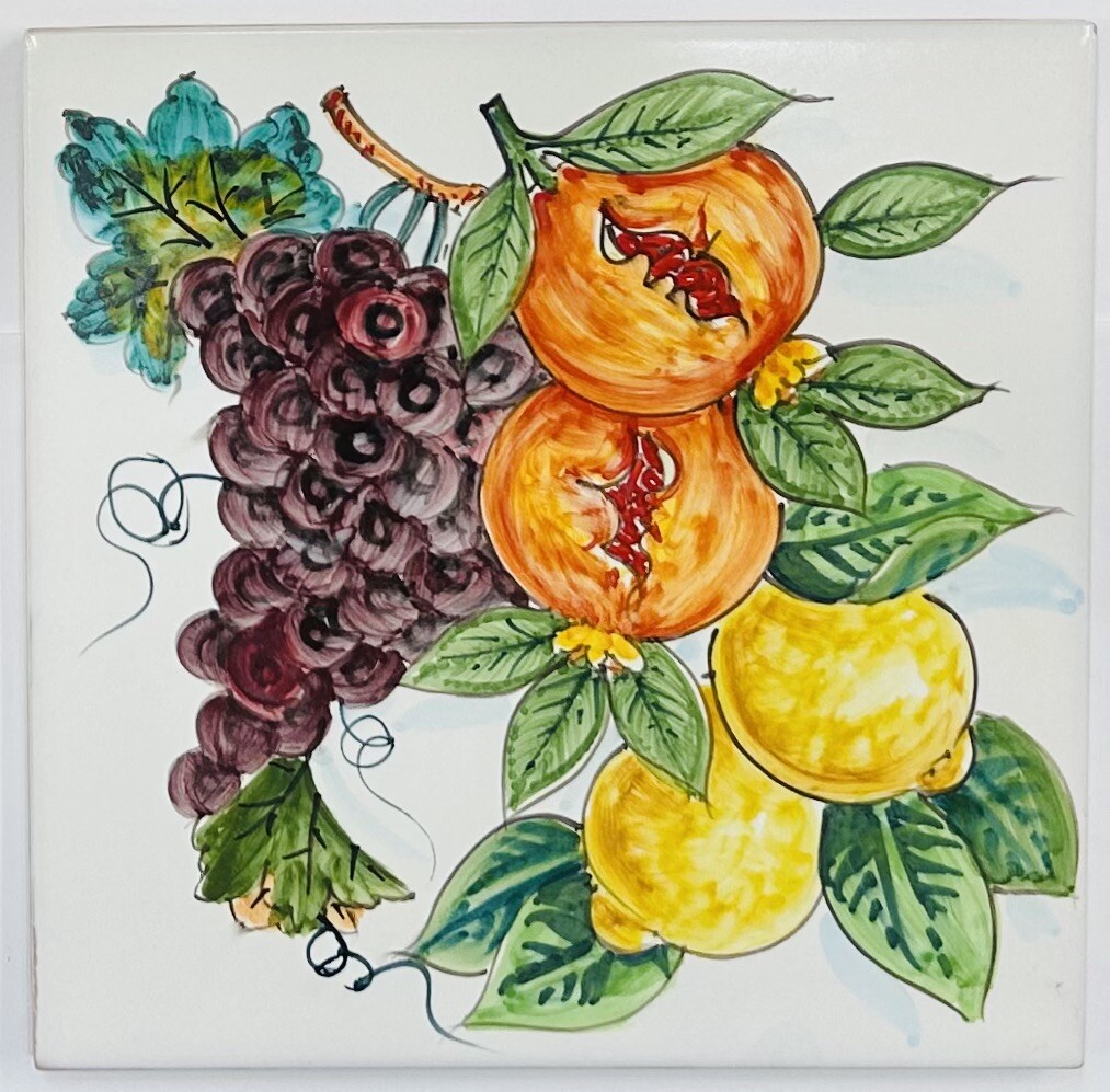 Vietri Pottery - 8’’ X 8’’ Lemon Tile Made by Hand in Italy | eBay