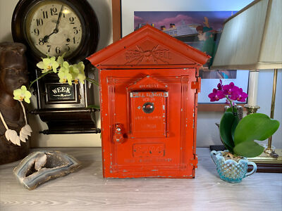 Vintage GAMEWELL FIRE DEPT Call Alarm STATION BOX Beautiful Graphics VG ...