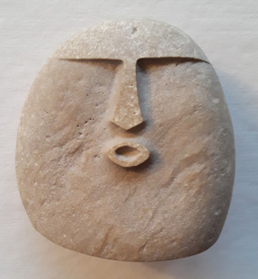 Handmade Sandblasted Stone Head Unique Art Quirky Face Rock Paperweight ...