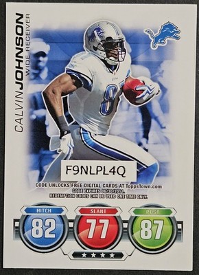 2010 Topps Attax Code Card #NNO Calvin Johnson Detroit Lions NFL ...
