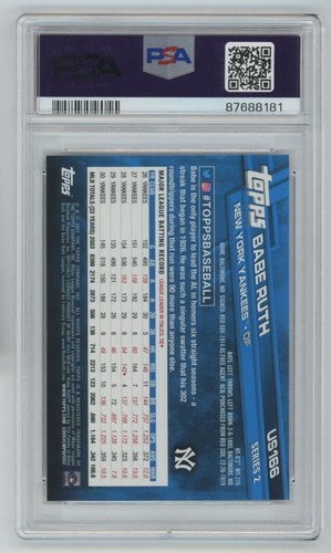 Babe Ruth 2017 Topps Update SP Image Variation PSA 10 #US166 New York ...