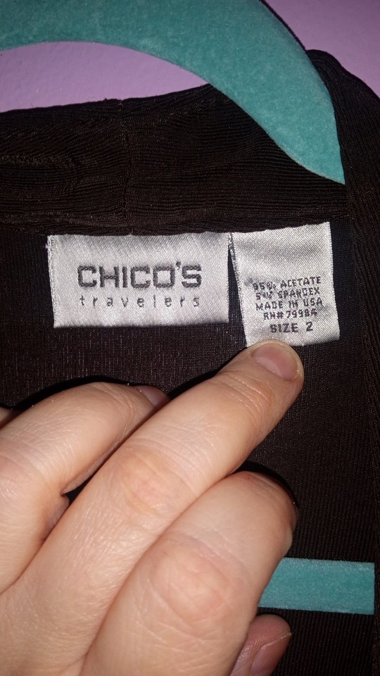 Chico's Travelers Brown Open Front Bell Sleeve Cardigan L/12 with ...