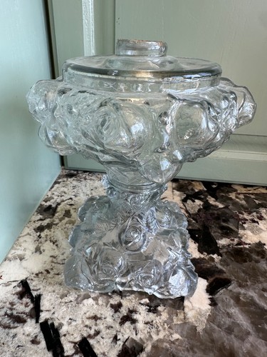 Heavy thick Goofus glass roses lamp base | eBay