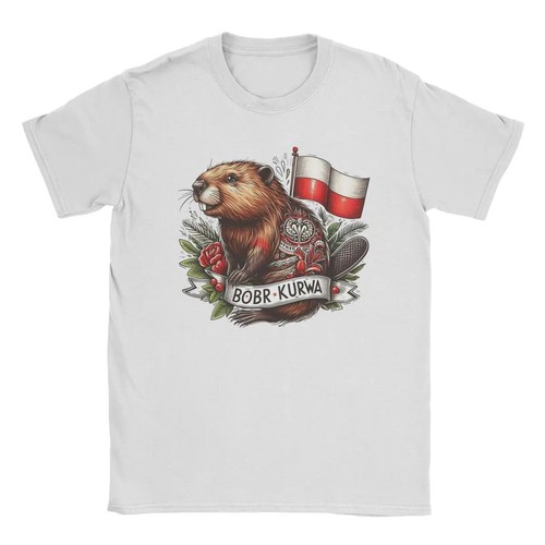 Men T-Shirt Kurwa Bobr Bober Beaver Boberek Fun Cotton Tee Shirt Short ...