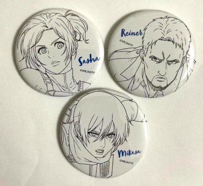 Attack On Titan The FINAL Can Badge Button x3 Mikasa Sasha Reiner AOT ...