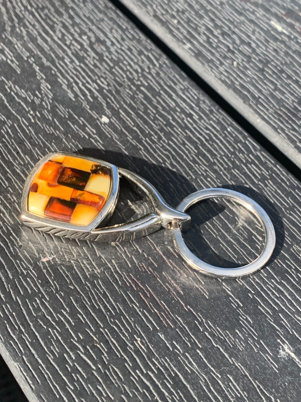Multi color amber keychain. Mosaic amber keychain. Genuine amber ...