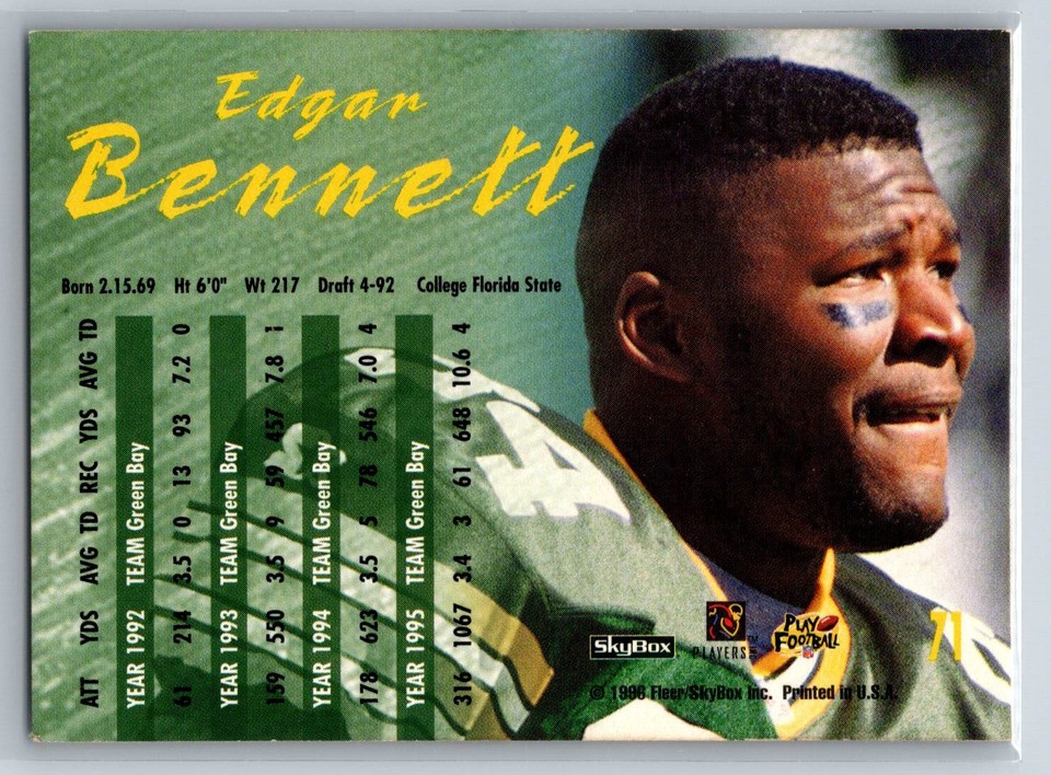 1996 SkyBox Impact Rookies Edgar Bennett All-Time Impact Rookies #71 | eBay