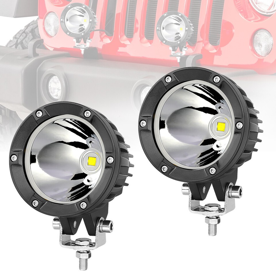2X 4" 80W Round LED OffRoad Driving Spot Lights Work Pods Headlights ...