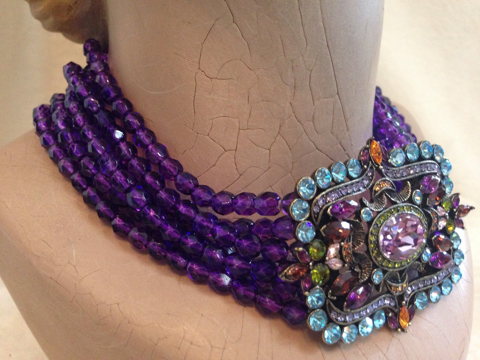 Heidi Daus 6 Strand PURPLE Choker Necklace, NEW IN BOX | eBay