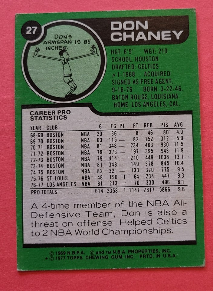 1977 Topps #27 Don Chaney VGEX | eBay