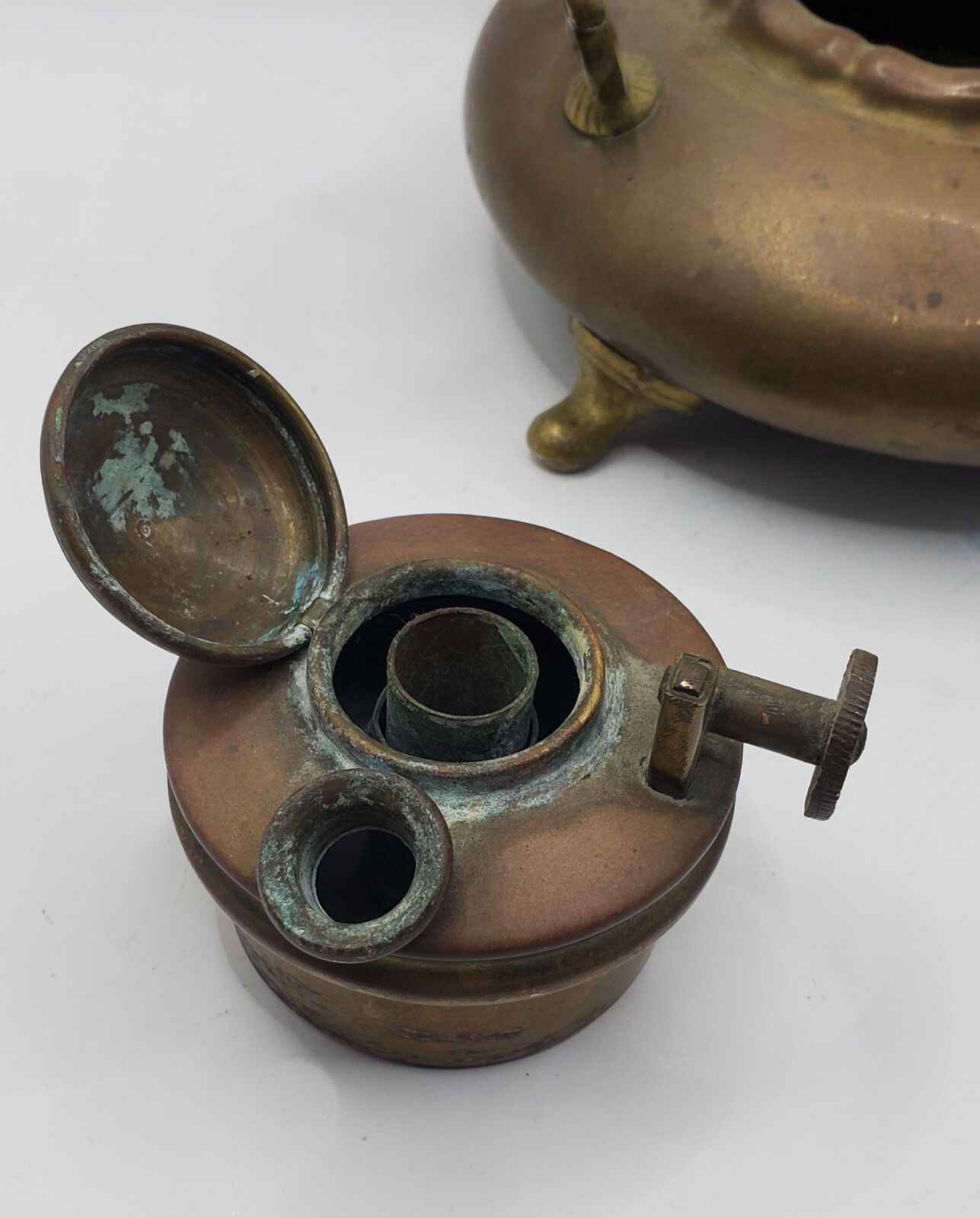 Antique Rare Victorian Rocking Teapot Warmer Stand Stunning Piece Brass ...