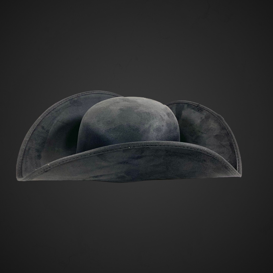 BLACK PREMIUM ADULT BLACK PIRATE TRICORNE TRI-CORNER TRICORN COSTUME ...