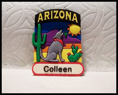 Magnet Souvenir Arizona Colleen Mesa Ajo Coyote Cactus Laser Cut Rubber ...