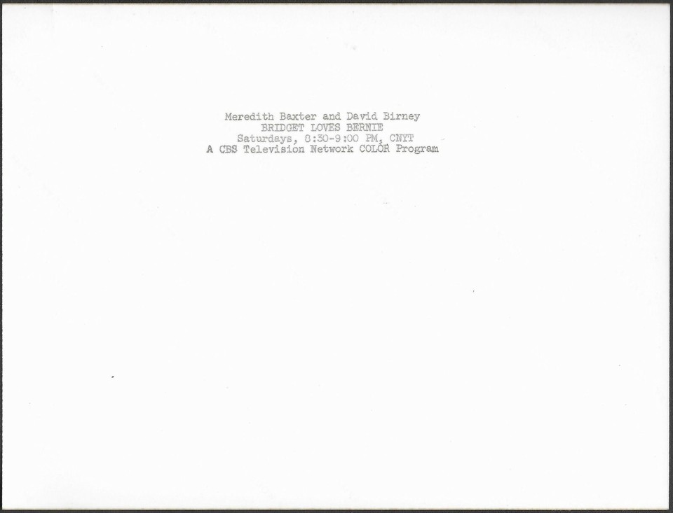 Meredith Baxter Original 1970s CBS TV Promo Photo Bridget Loves Bernie ...