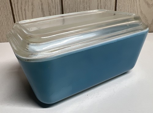 Vtg Pyrex Refrigerator Dish 0502 Turquoise/Blue w Clear Glass Lid 502-C ...