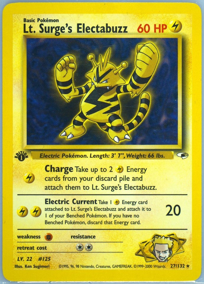 LT. SURGE'S ELECTABUZZ 2000 POKEMON GYM HEROES 1ST EDITION #27/132 PSA ...