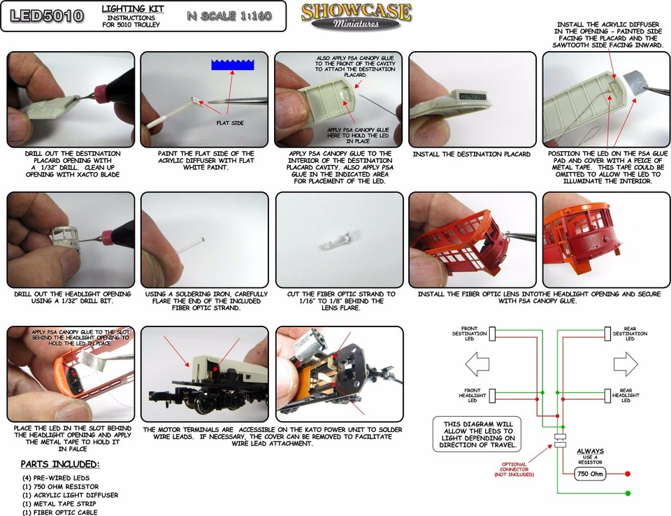 N Scale LED Light Kit for the Pacific Electric "The Hollywood Car ...
