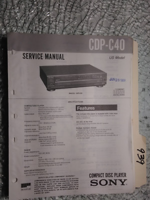 Sony cdp-c40 service manual original repair book stereo cd player ...