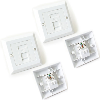 2x Single Port CAT6 IDC Wall Outlet Face Plate 1 Way RJ45 Network ...