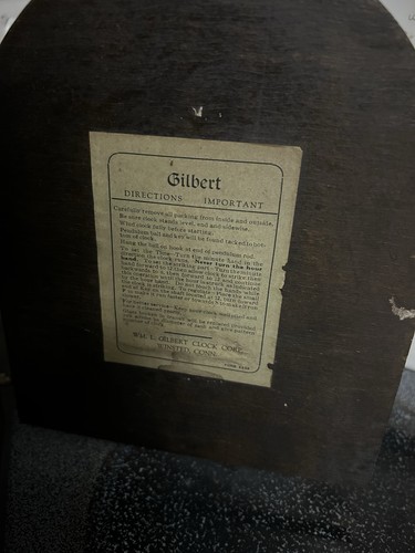 VTG Antique Gilbert 1807 Wooden Mantle Wind Up Clock W Key As Is 4 ...