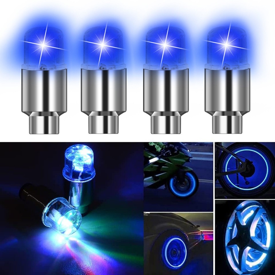 4 Colors Car Accessories Wheel Tire Air Valve Stem Cap LED Light Cap ...