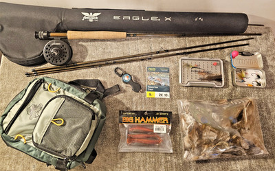 Fenwick Eagle X Fly 9ft Outfit - Rod, Reel, Line, Lures, Feathers, Bag ...