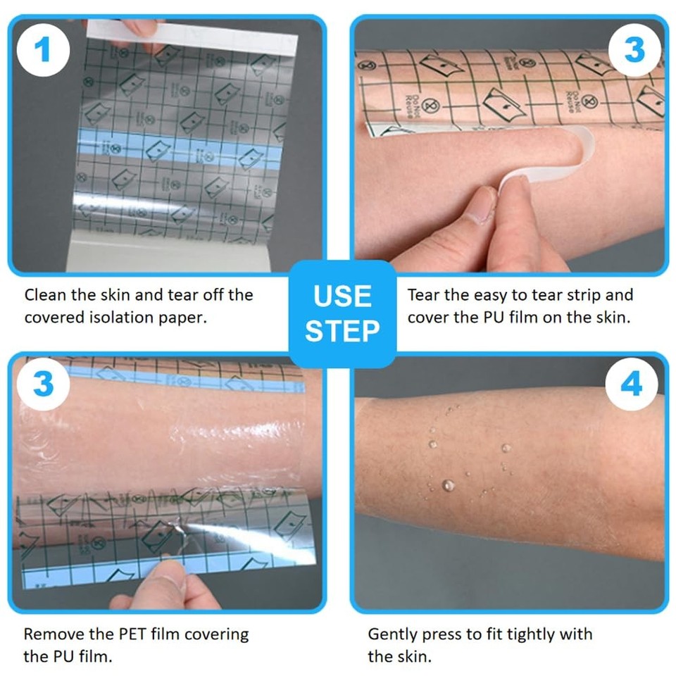 100 Sheet Transparent Waterproof Stretch Adhesive Bandage Clear Film ...
