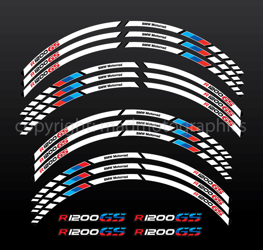 R1200GS motorcycle decals wheel rim stickers set bmw r1200 GS 19''17 ...