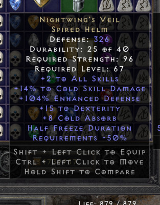 Diablo 2 Resurrected D2R: - High Stat 14% Nightwing's Veil Helm SC -PC ...