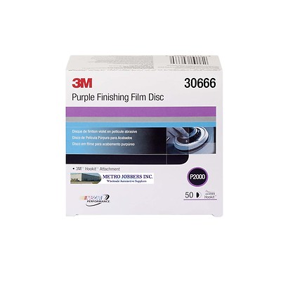 3M 30666 6" 2000 Grit Purple Finishing Film Hookit™ Disc 6 inch P2000 ...