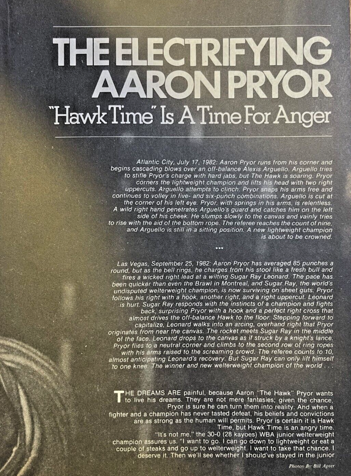 1982 Boxer Aaron Pryor The Hawk | eBay