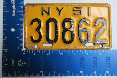 1951 51 NEW YORK NY MOTORCYCLE MC LICENSE PLATE TAG #30862 | eBay
