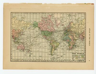 1911 World map on one side | eBay