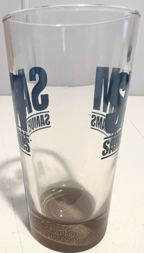 Samuel Adams Pint Beer Glass 3D Football Etched Bottom Block Letter Sam ...