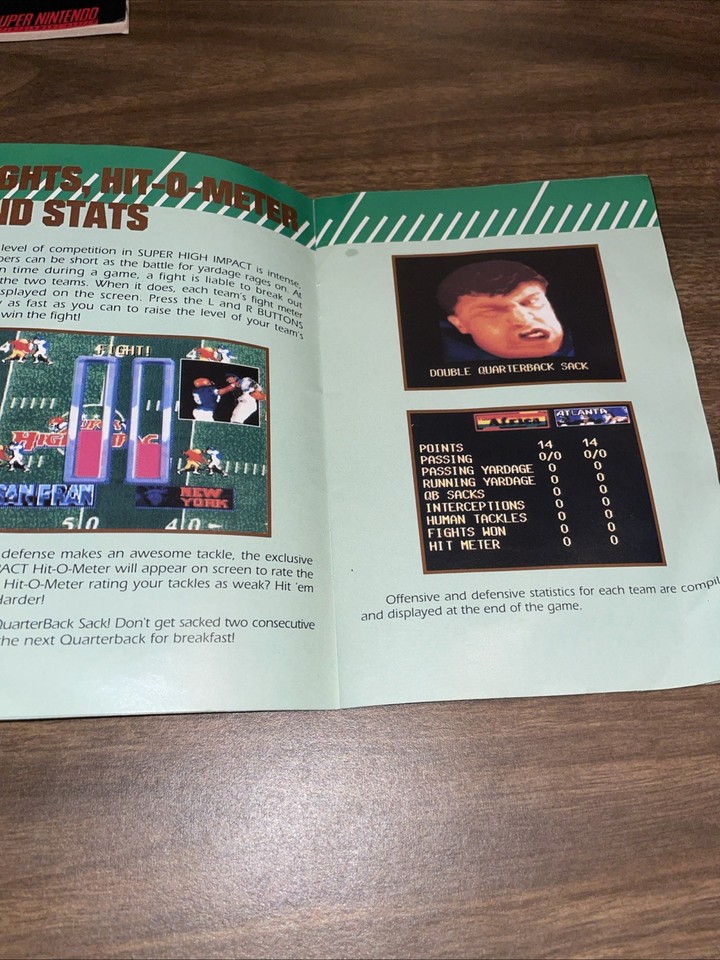 Super High Impact Super Nintendo SNES Instruction Manual Booklet 1991 ...