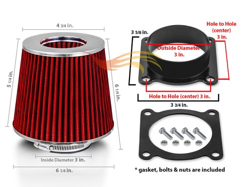 Air Intake Air Flow Sensor MAF Adapter + RED Filter Fit For Nissan ...