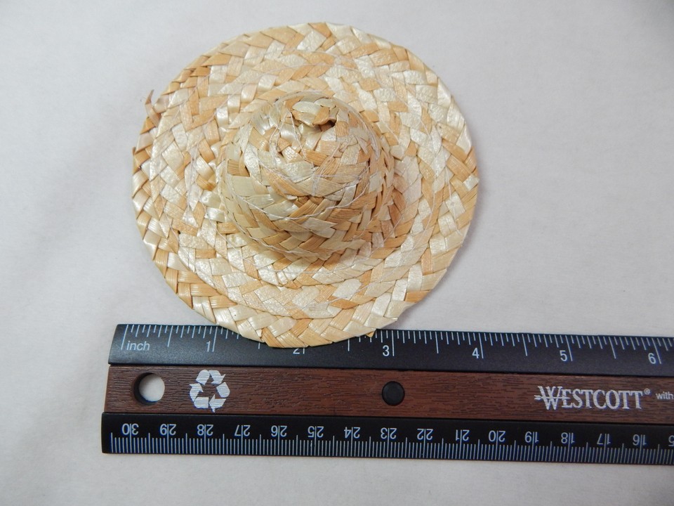 Miniature Straw Hats 4" Mini Wicker Straw Hats 3 pcs Set Hand Made # ...