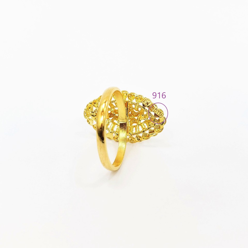 22K Solid Yellow Gold Ring Genuine Hallmarked 916 Intricately ...