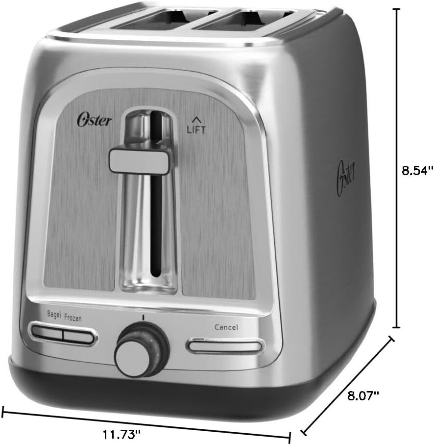 Oster 2-Slice Toaster Stainless Steel Advanced Toast Tech for Bread ...