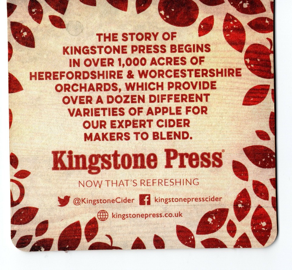 KINGSTONE PRESS; PICED PRESSED POURED, CLASSIC APPLE CIDER BEERMAT ...