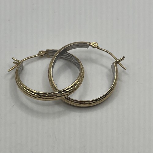 Vintage 14K Yellow Gold Hoop Earrings OR 💟 OroAmerica Diamond-cut ...