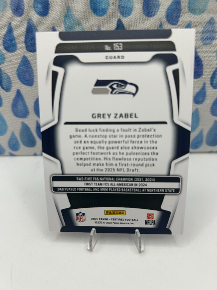 Grey Zabel- 2025 Certified Football RC #153, Mirror Orange /150 ...