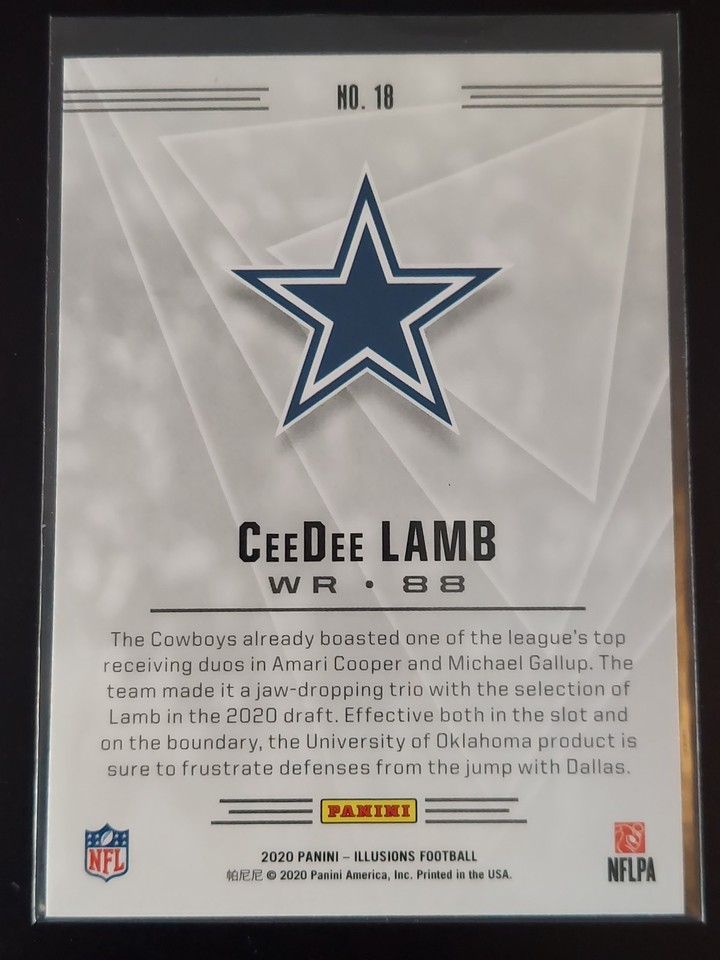 2020 Illusions Football CeeDee Lamb Trophy Collection Emerald #18 RC ...