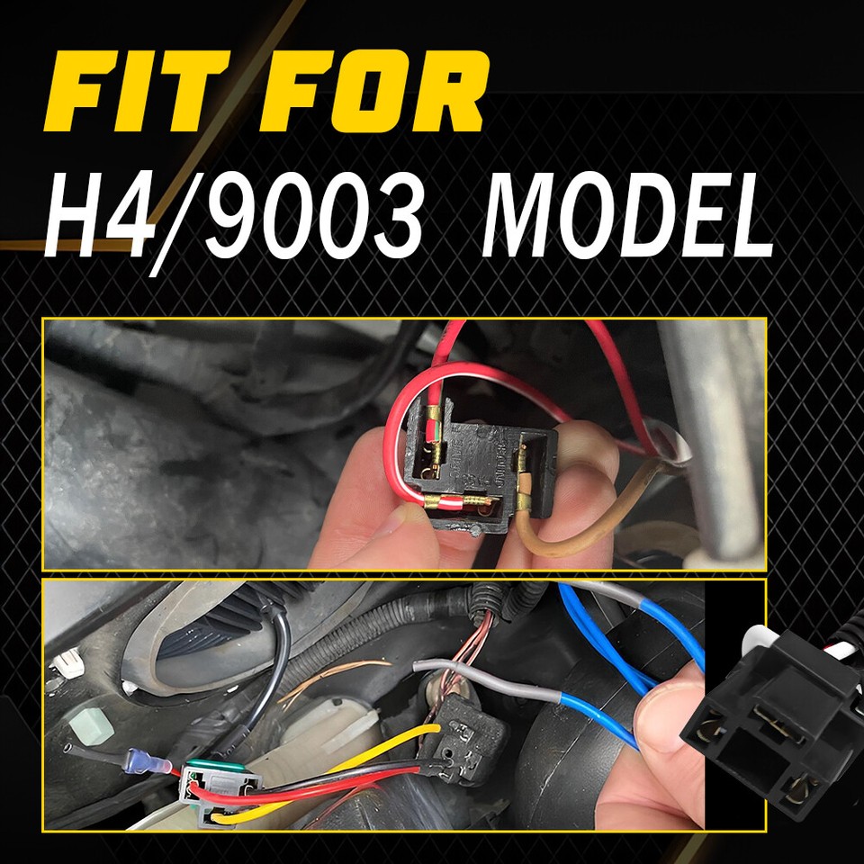 H4 9003 HB2 Female Socket LED Replacement Headlight Connector Wire ...