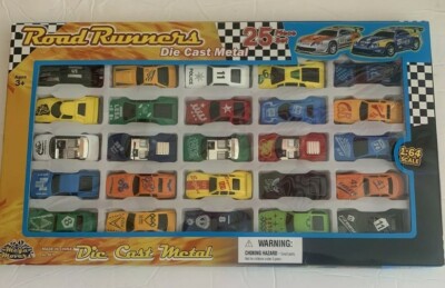 New Road Runners 25 Piece Die Cast Metal Car Toy Set Original Box No ...