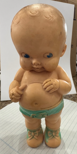 Vintage Sun Rubber Co. Ruth Newton Doll Blue Eyes Baby Boy Green Diaper ...