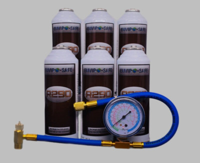 R290 Refrigerant, 6 Cans + Charging Gauge | Inverted Piercing, 8oz ...