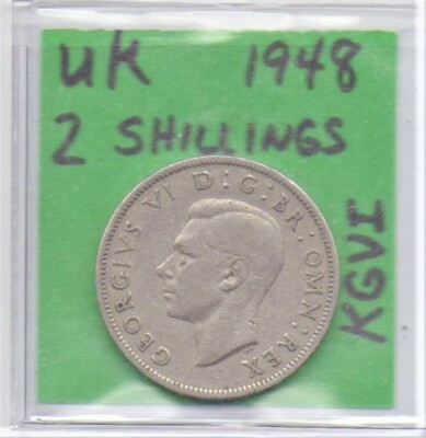 UK England 2 Shilling Coin Circulated 1948 King George VI As Pictured ...