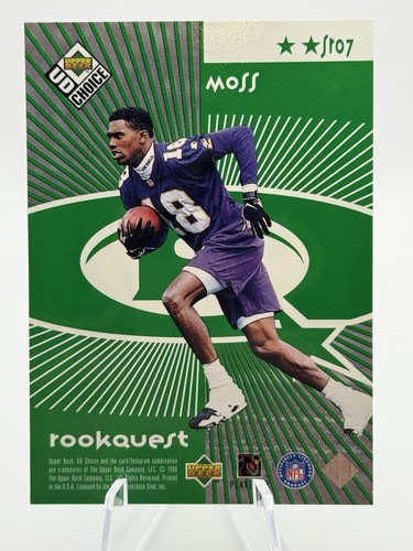 RANDY MOSS & JERRY RICE Rookie GREEN 1998 Upper Deck RookieQuest Star ...